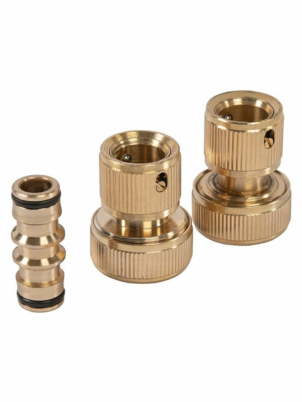 Набор для соединения шлангов 3/4, переходник, 2 соединителя, аквастоп, латунный Palisad 66211
