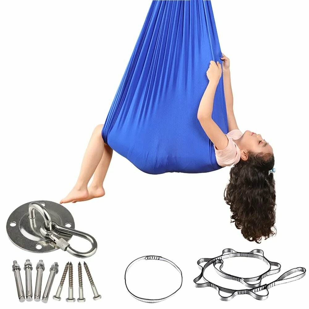 Детский гамак подвесной сенсорный, 200 кг, темно-синий