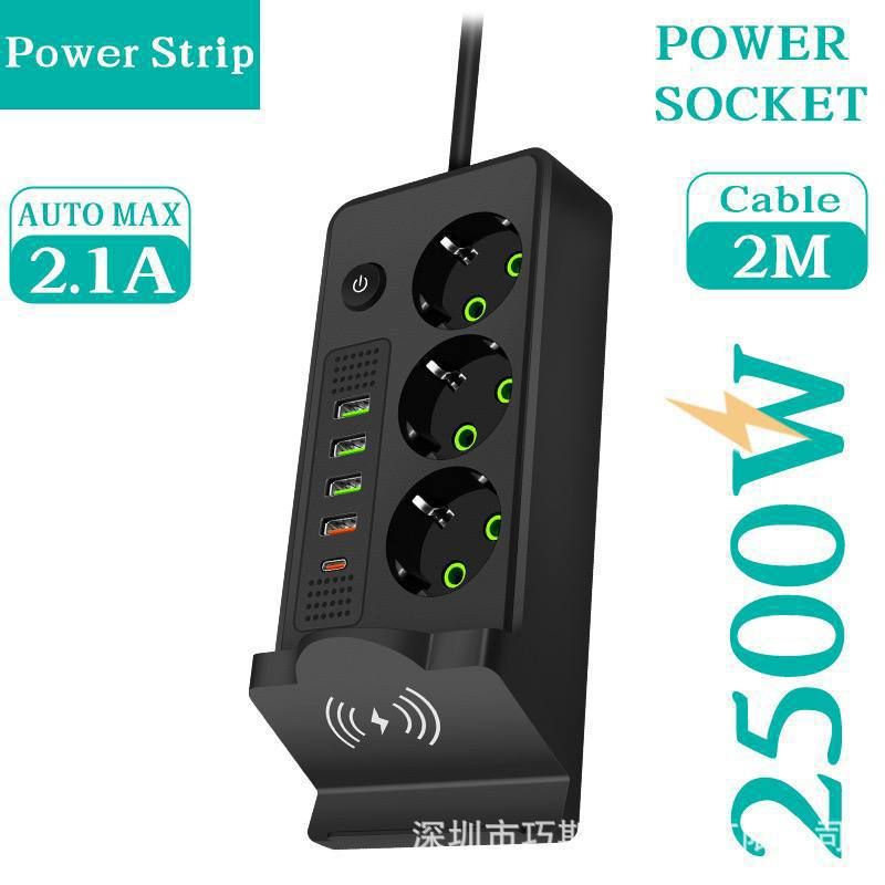 Сетевой фильтр VoltZone, 3 розетки, IP20, черный, с USB-портами