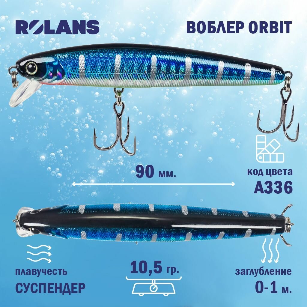 Воблер Rolans ORBIT 90 SP (Длина (мм) 90; Вес (гр.) 10,5 / A336)