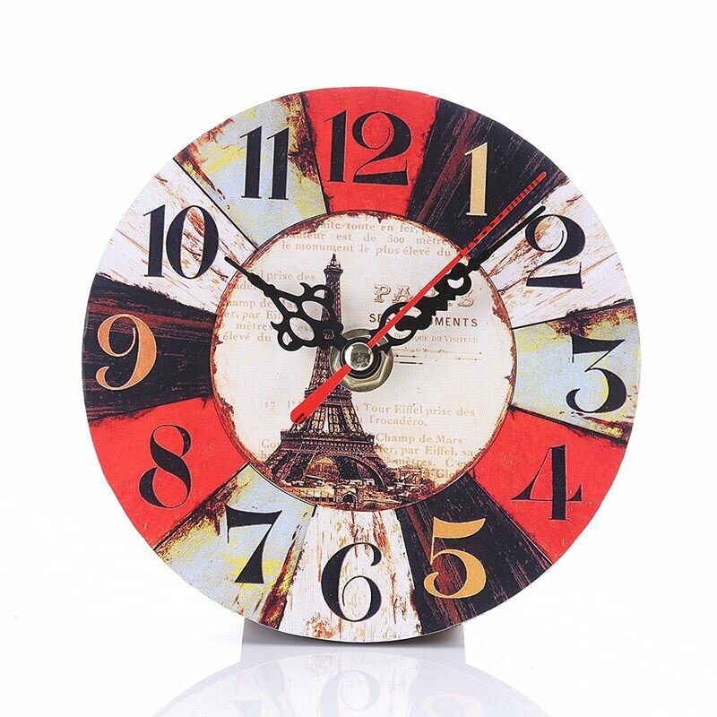 Часы настенные retro round wooden wall clock, design wine fruit bread