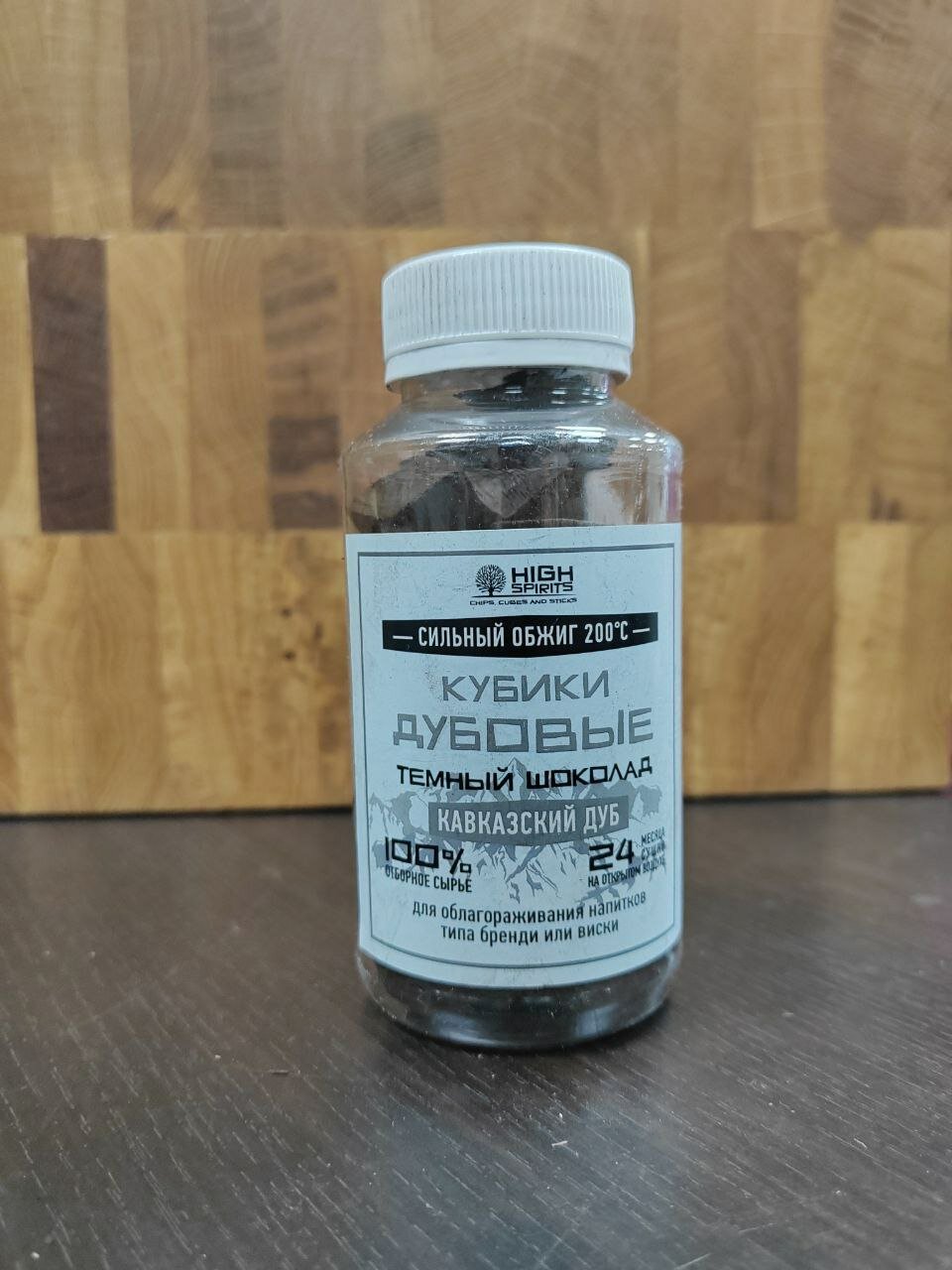 Кубики дубовые HIGH SPIRITS Темный шоколад, кавказский дуб, сильный обжиг, 80 гр, 1 шт.