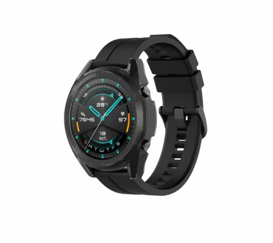 Защитный бампер-чехол из тончайшего и прочного силикона MyPads для Honor Watch Magic 2 46mm противоударный черный