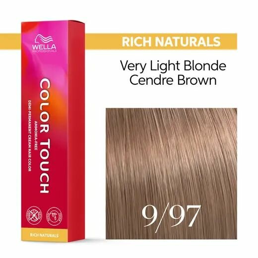 Wella Color Touch 9/97 Очень светлый блонд сандрэ-коричневый Интенсивное тонирование без аммиака, 60 мл