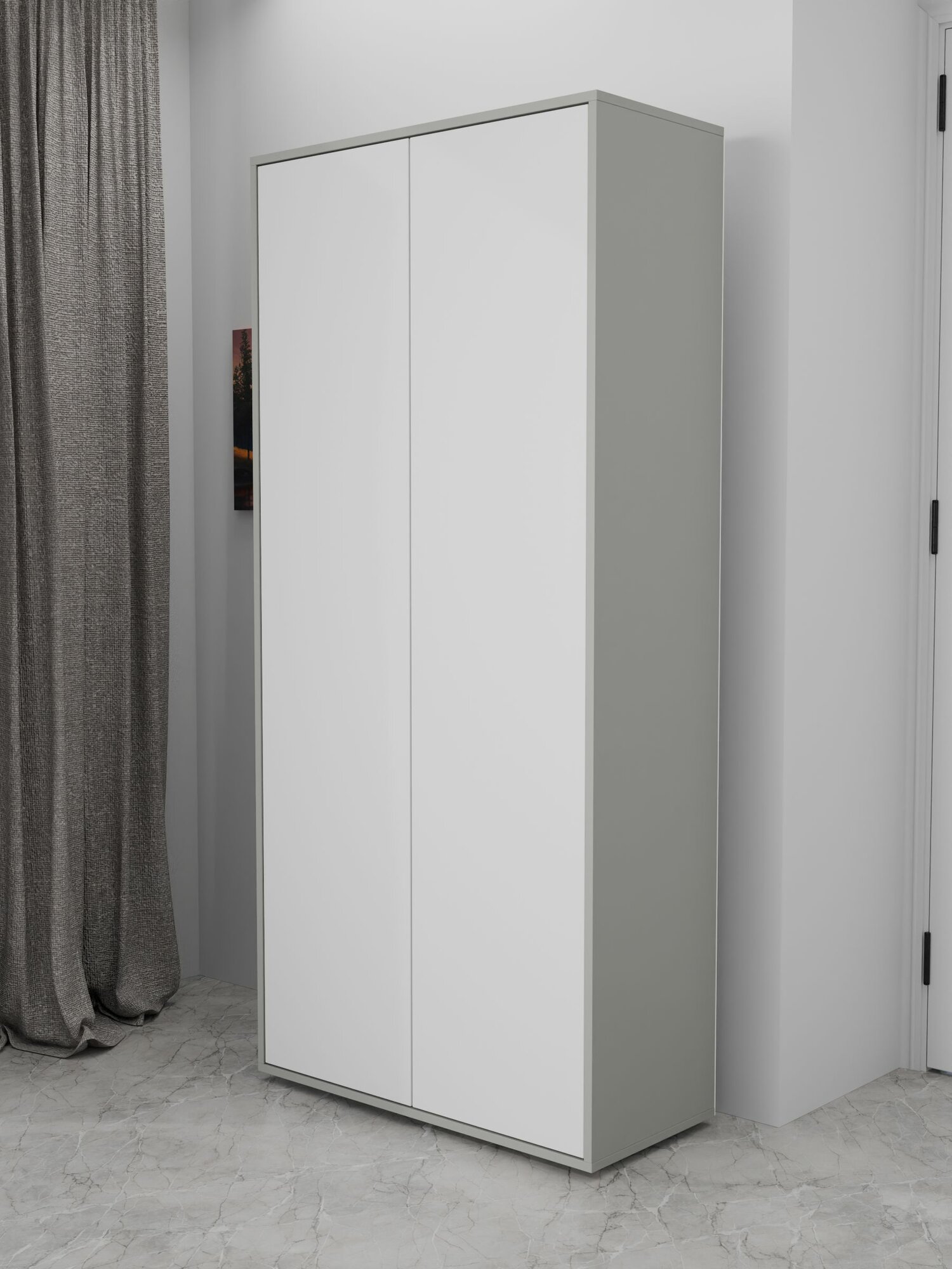 Изумлит Обувница - 1, шкаф для обуви 173х80х36 см, шиншилла серая - белый