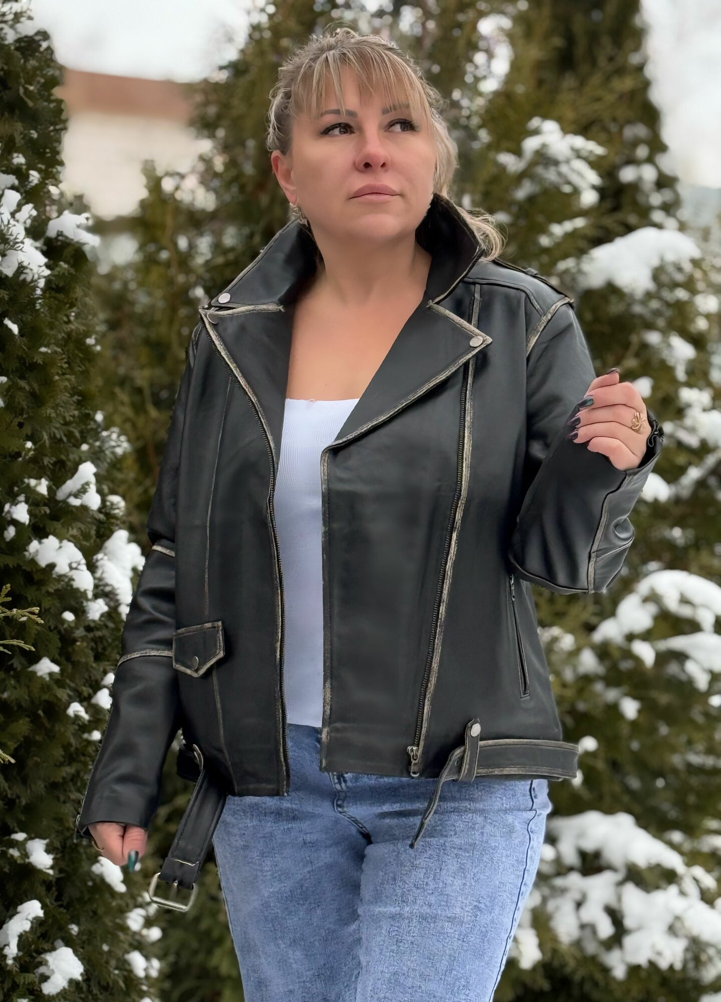 Куртка кожаная  Весна-лето 2025