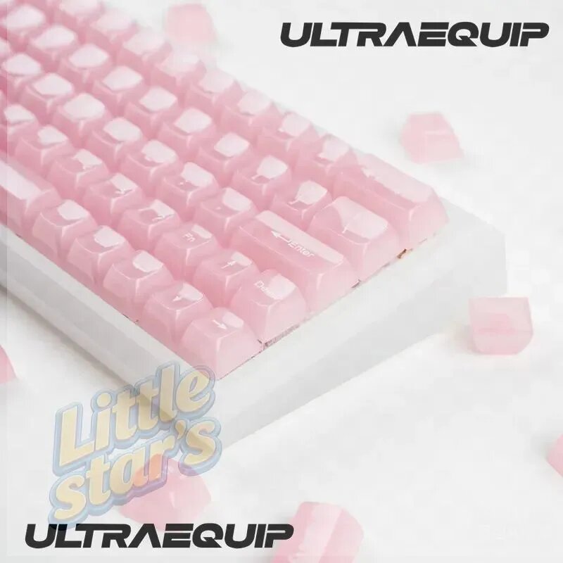 Кейкапы для механической клавиатуры - ULTRAEQUIP Набор "Фиолетовый Кристалл": 115шт, Фиолетовые Кристаллические, Матовые Полупрозрачные, Профиль Cherry, 4-Боковая Высокая Прозрачность, для MX Switch