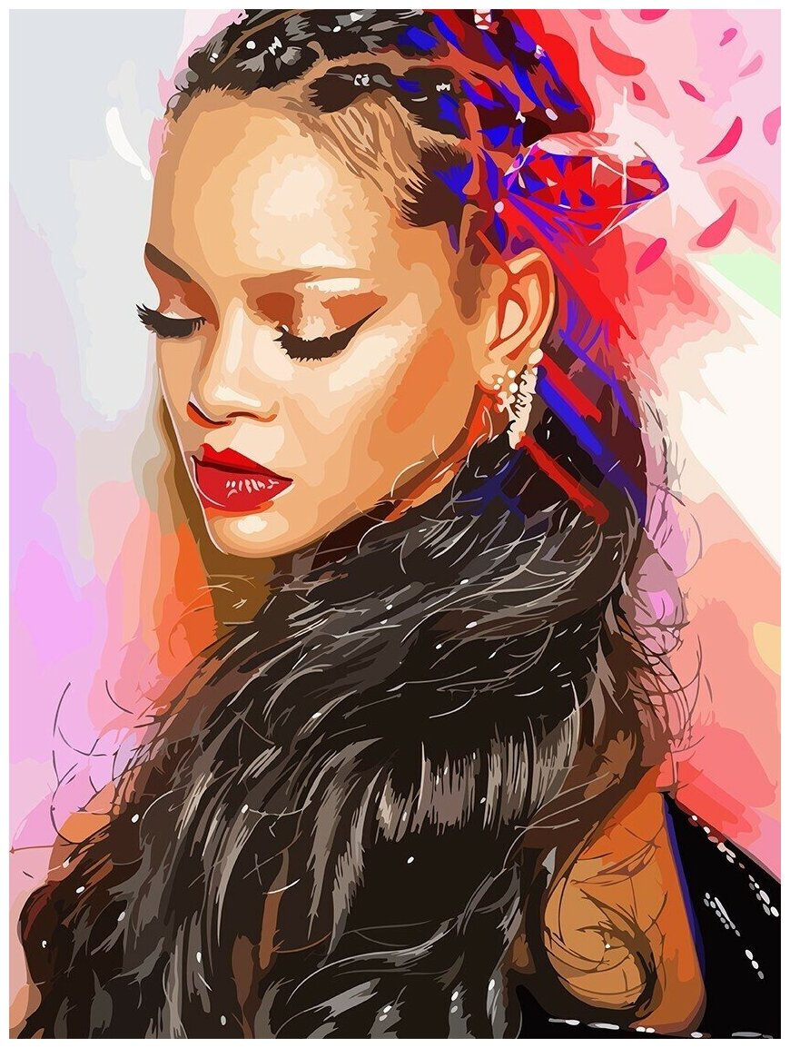 Картина по номерам на холсте музыка Rihanna Рианна - 6800 В 30x40