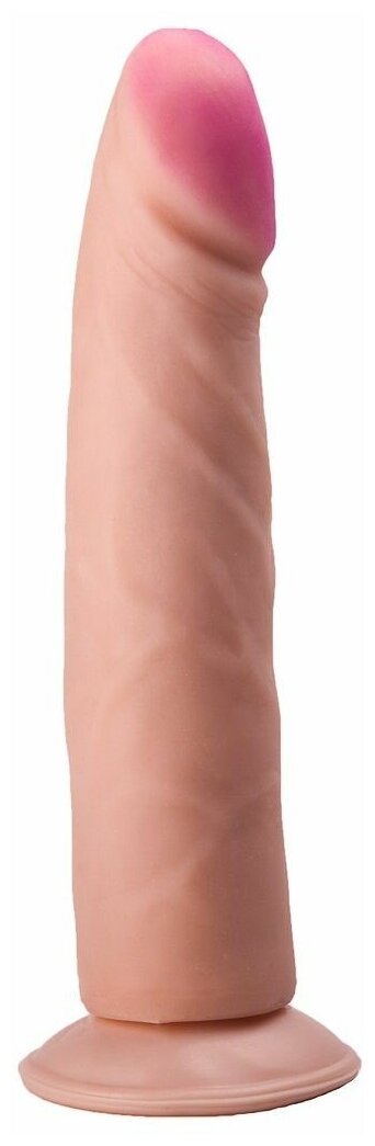 Фаллоимитатор на присоске из бархатистого на ощупь материала - 21 см, LOVETOY (А-Полимер), CyberSkin, телесный