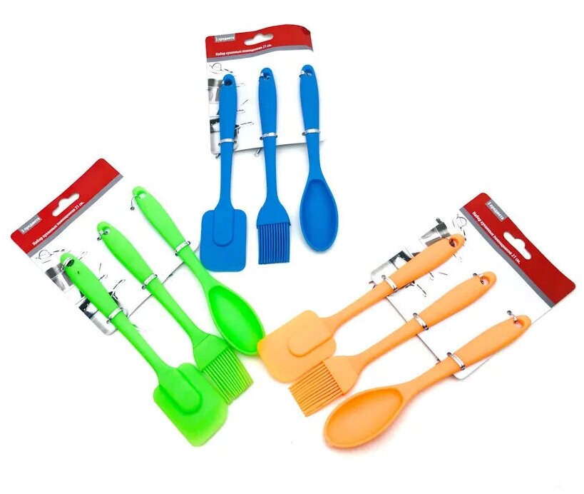 Кухонный набор для выпечки (скребок - шпатель, Ложечка, кисть кулинарные)