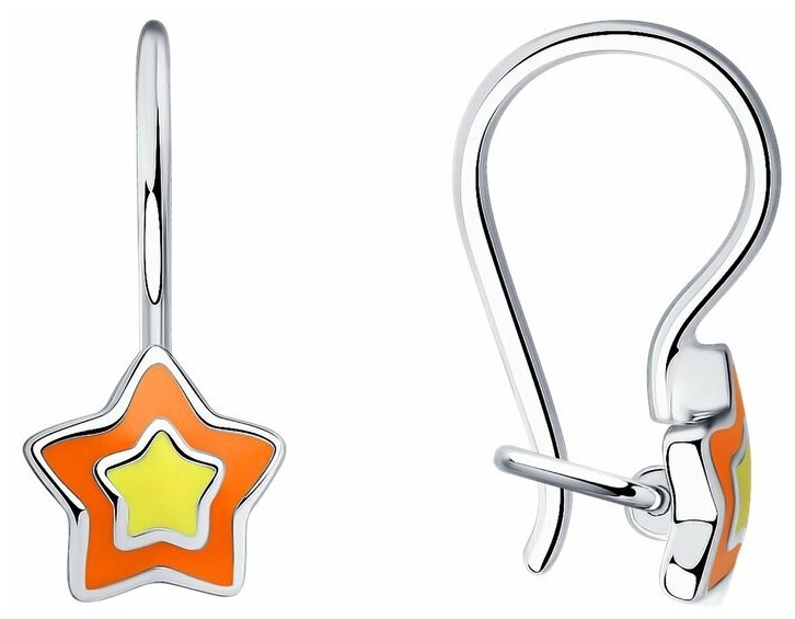 Серьги, серебро, 925 проба, родирование, эмаль