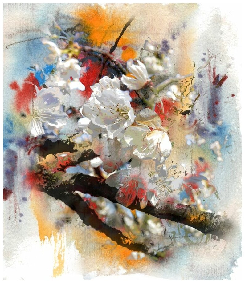 Фотообои Уютная стена "Цветущие яблони весной" 230х270 см Виниловые Бесшовные (единым полотном)