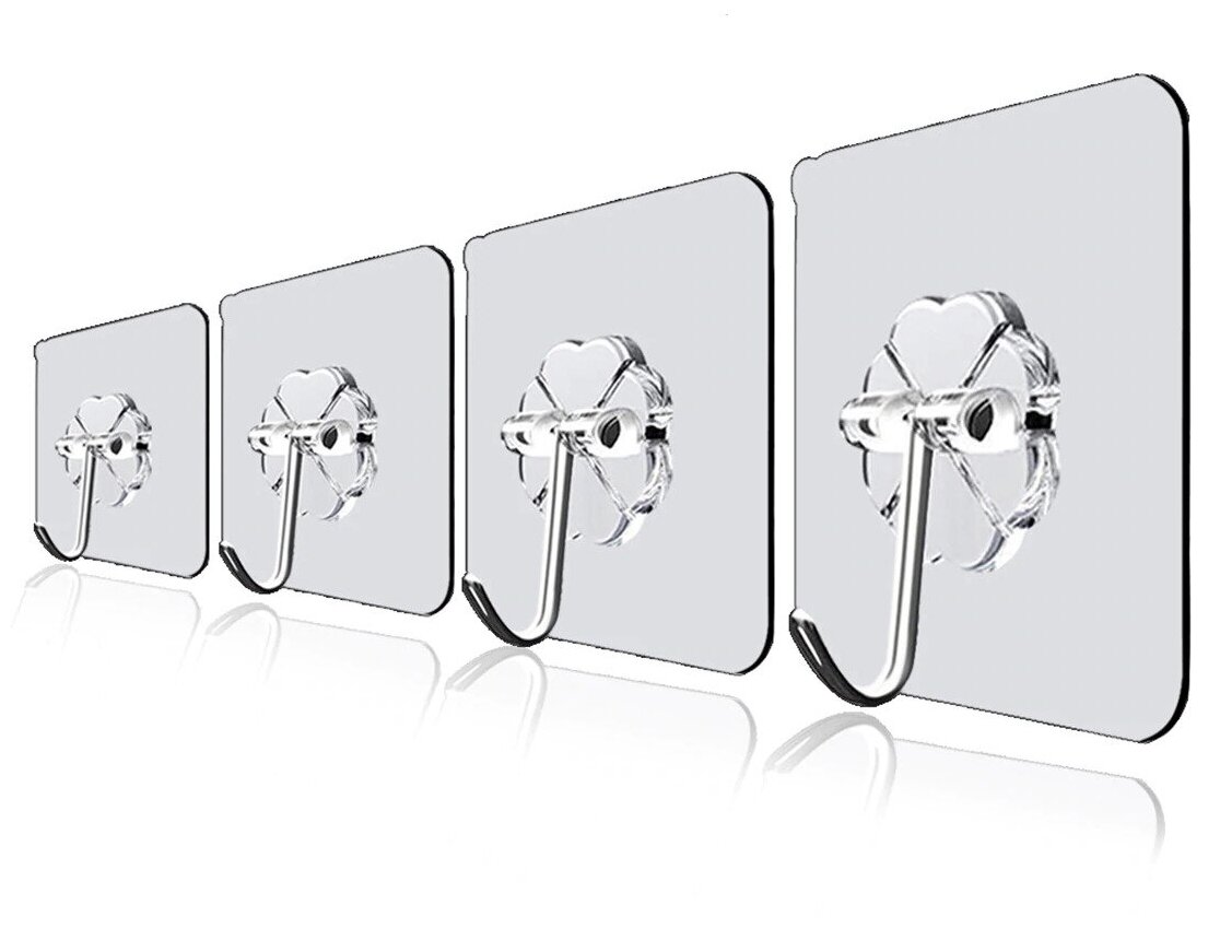 Крючки ABC для ванной и кухни настенный самоклеящийся, 4 шт.