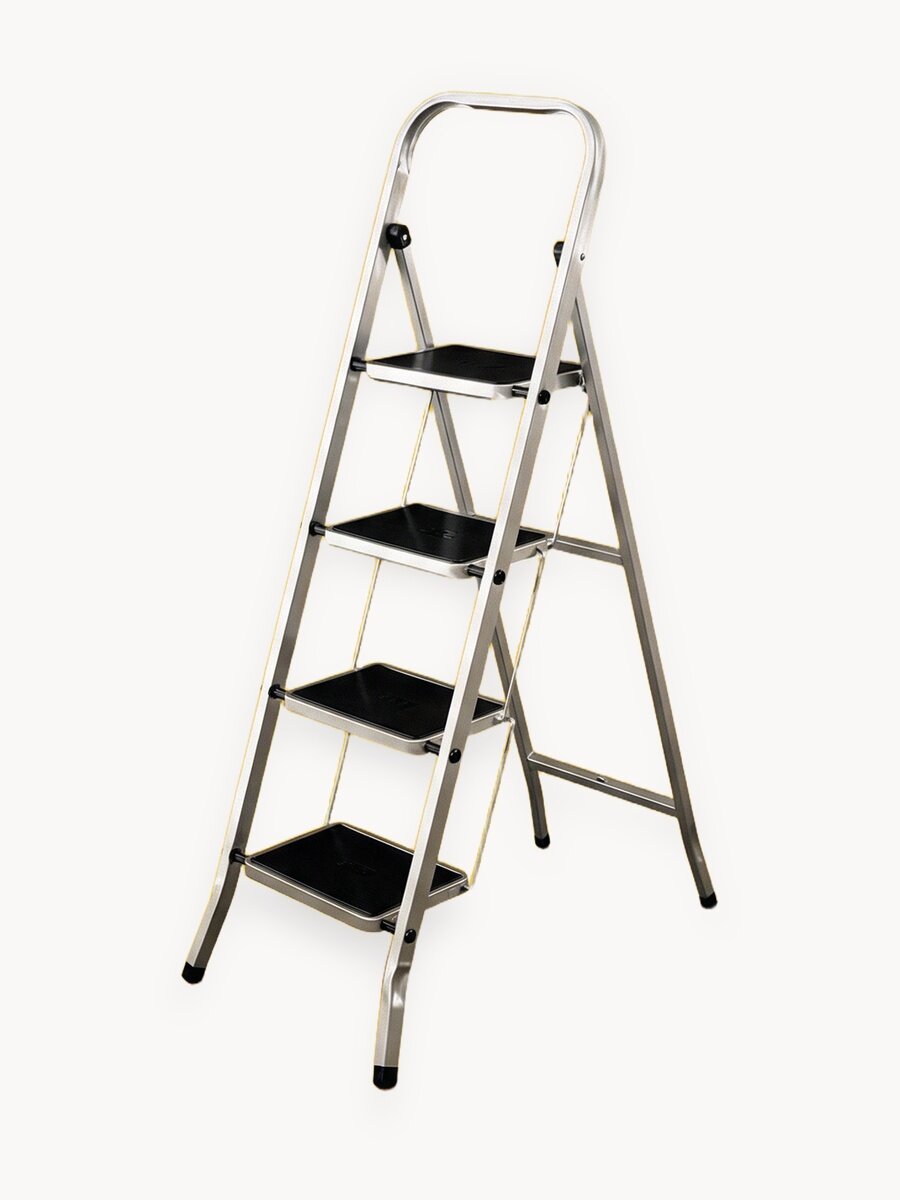 Стремянка 4 ступени, лестница складная, стальная, для дома и дачи широкие ступени