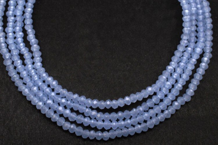 Бусина стеклянная Рондель 3х2,5мм, цвет голубой имитация нефрита, 501-025, 20шт