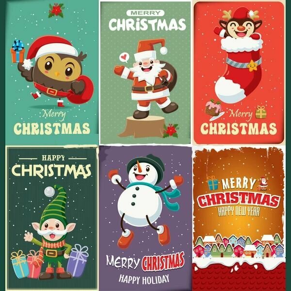 Наклейки стикеры Новогодние открытки