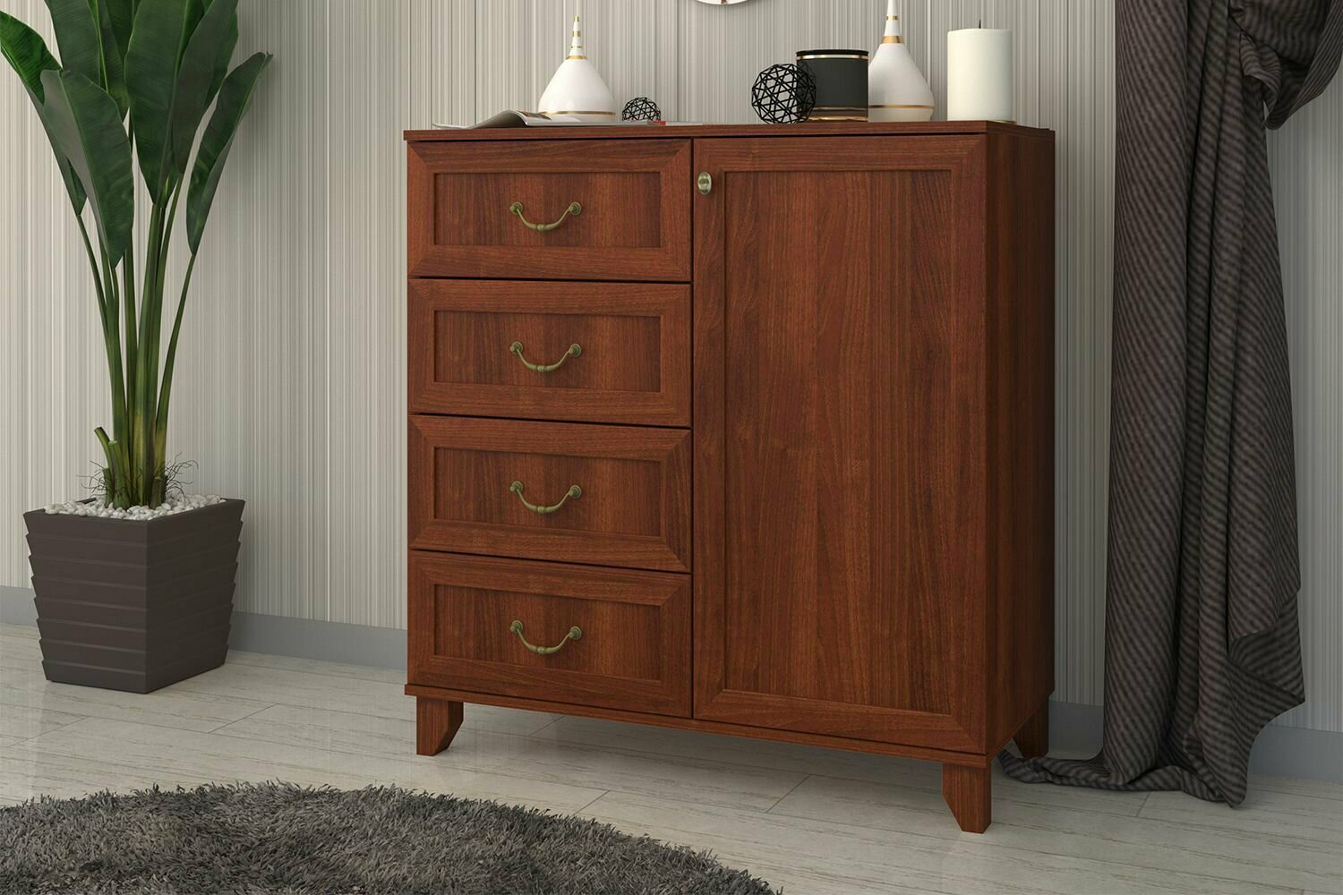 Комод Ренди 27М 90х40х80 ноче мария луиза, рамка квадро МДФ, ножка №3