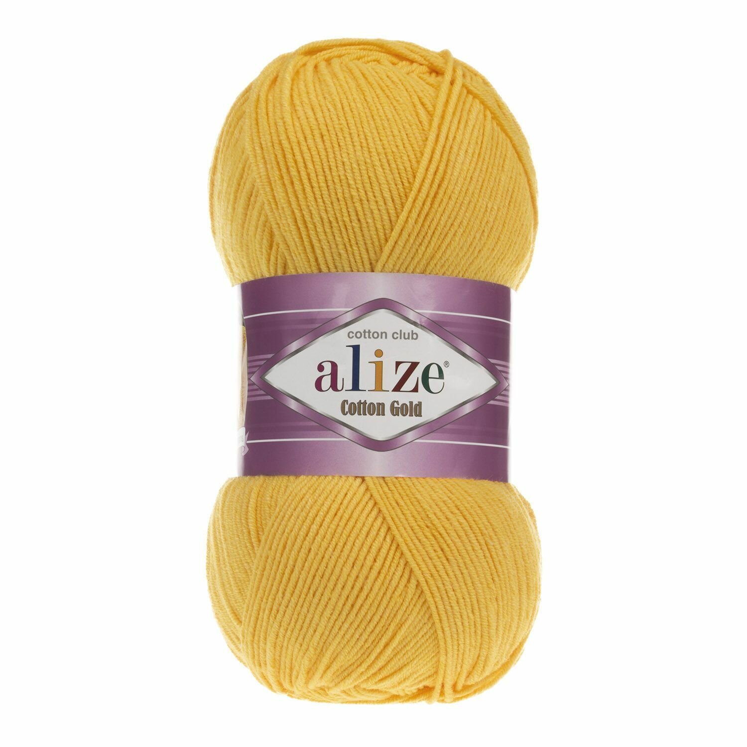Пряжа ALIZE Cotton gold, желтый - 216, 55% хлопок, 45% акрил, 5 мотков, 100 г, 330 м.