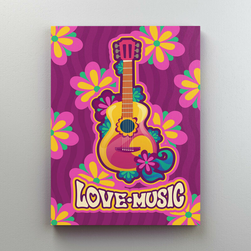 Интерьерная картина на холсте "Винтажный постер - музыка мира" размер 45x60 см