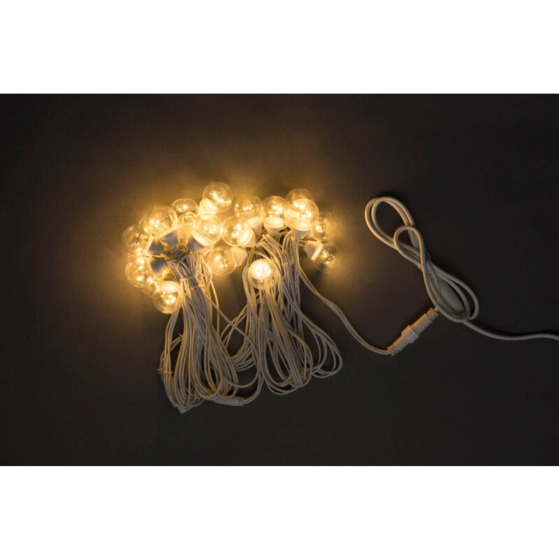 LED-2BLR-2835-50CM-10M-240V-WW/WH -Гирлянда Белт-лайт 10м, IP65, 20 белых теплых ламп/белый провод