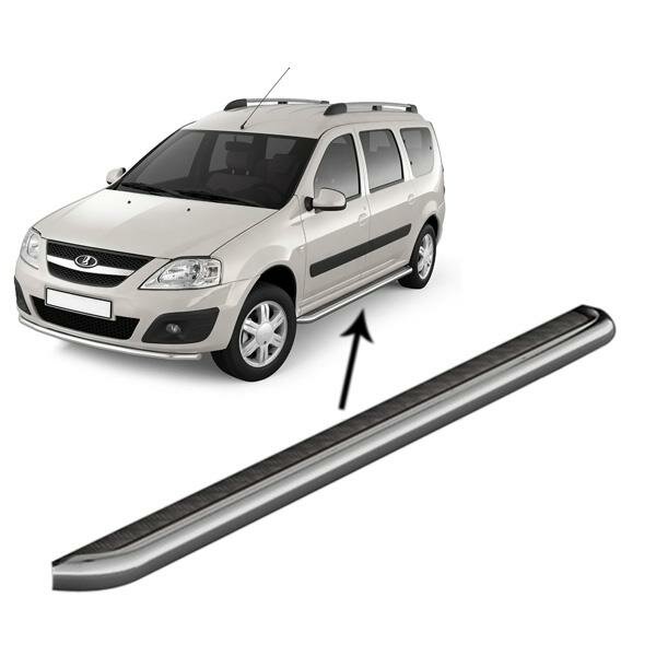 Защита порогов LADA Largus (d 51 мм) с алюм. площадкой