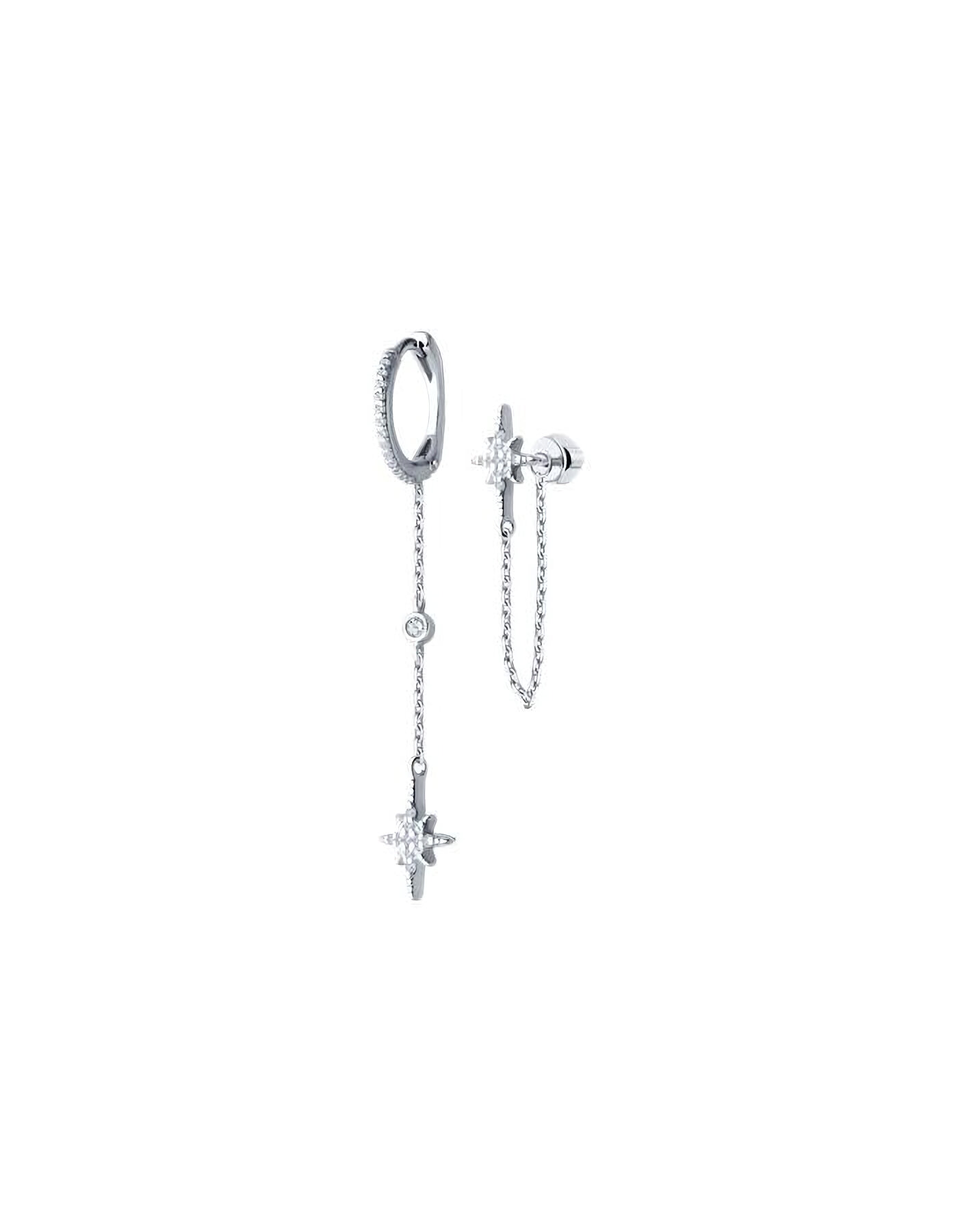 Серьги конго, серебро, 925 проба, родирование, фианит