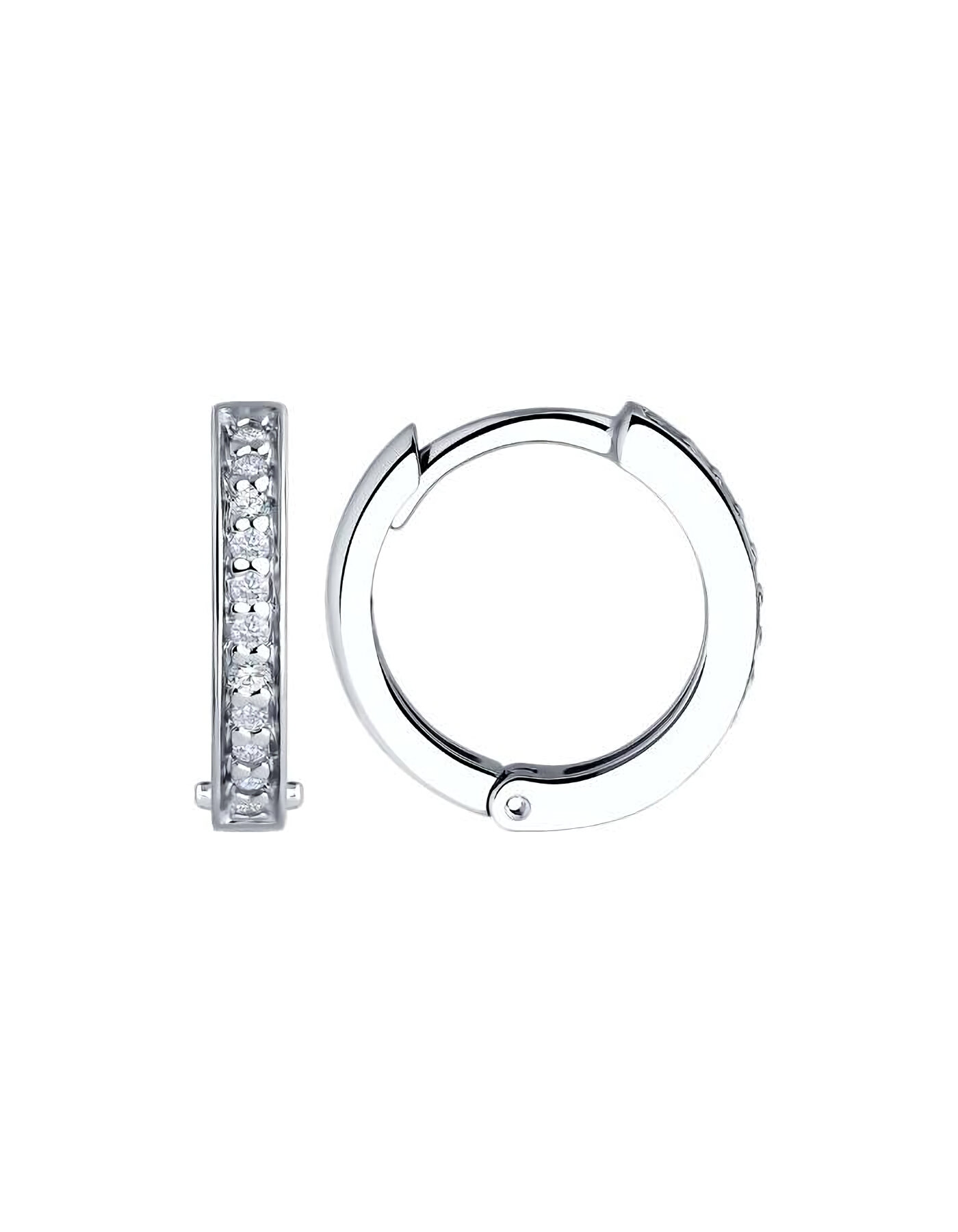 Серьги конго, серебро, 925 проба, родирование, фианит