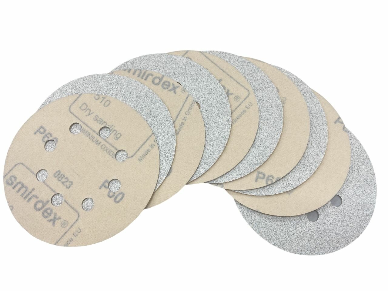 Круг шлифовальный Smirdex 510 White Line, 125 мм, 8 отверстий, оксид алюминия P60 (10 шт.)