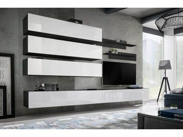 Гостиная-4 черный фасад черный глянец