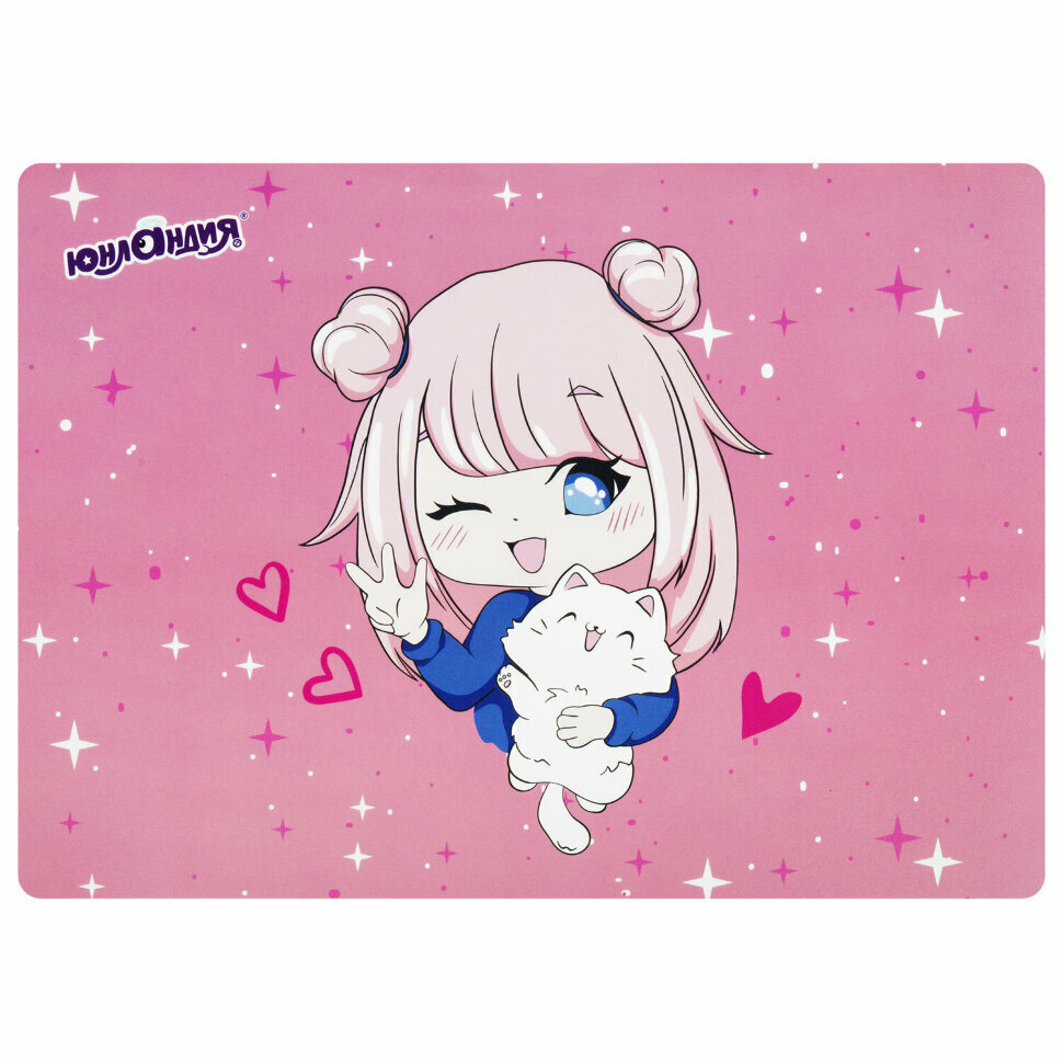 Настольное покрытие юнландия, А4+, пластик, 33x23 см, "Anime pals", 272371, 272371