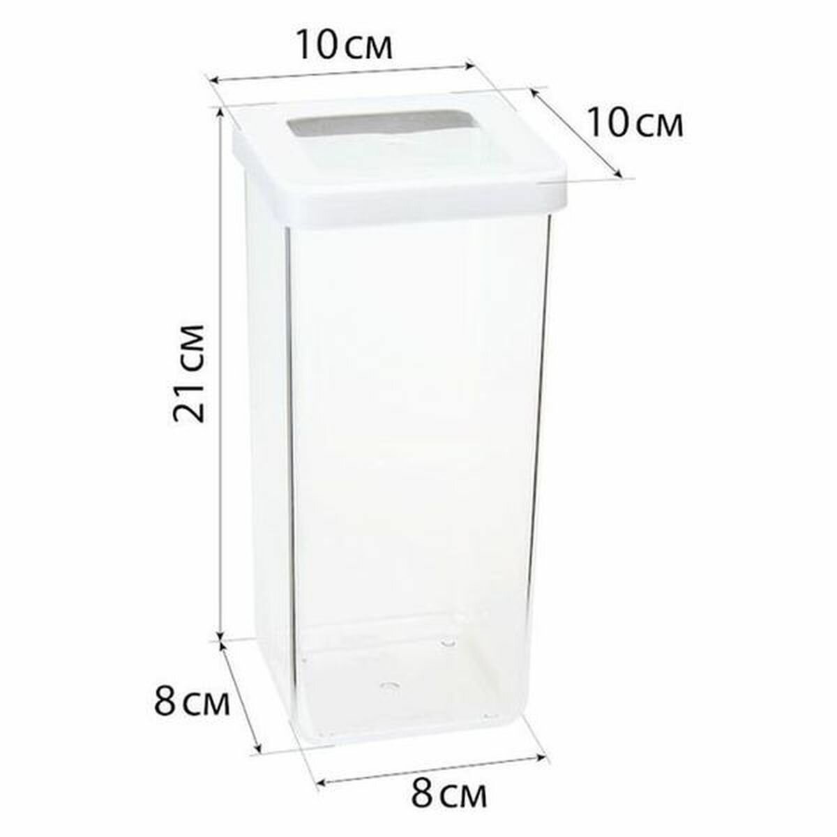 Емкость для сыпучих продуктов 1,4л степ 10*10*21см Белый IDEA (М-Пластика) М1293