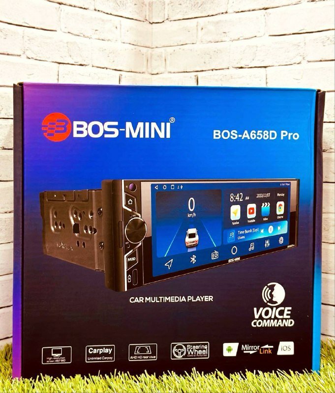 Автомагнитола Android BOS Mini 658, 4/64 GB, Carplay, Bluetooth, Wi-Fi, AUX, USB 50W