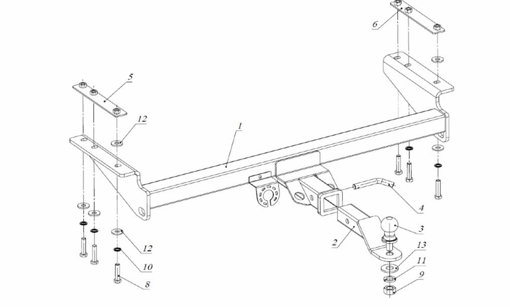 Фаркоп Бизон на JAC T8 PRO FA 0971-E (с 2023 г. в.) (паспорт и сертификат в комплекте)(без электрики)