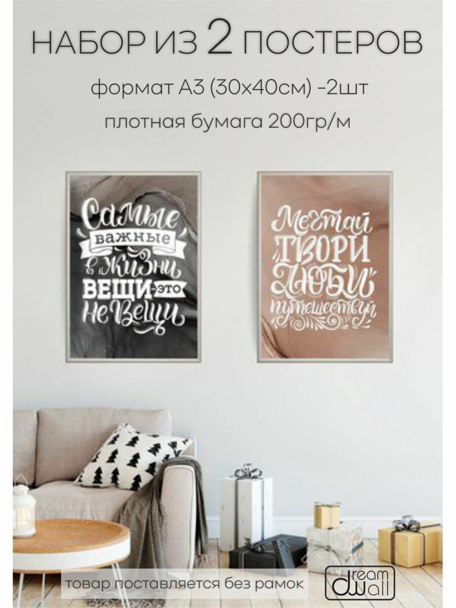 Постеры на стену интерьерные "Мотивация" набор постеров
