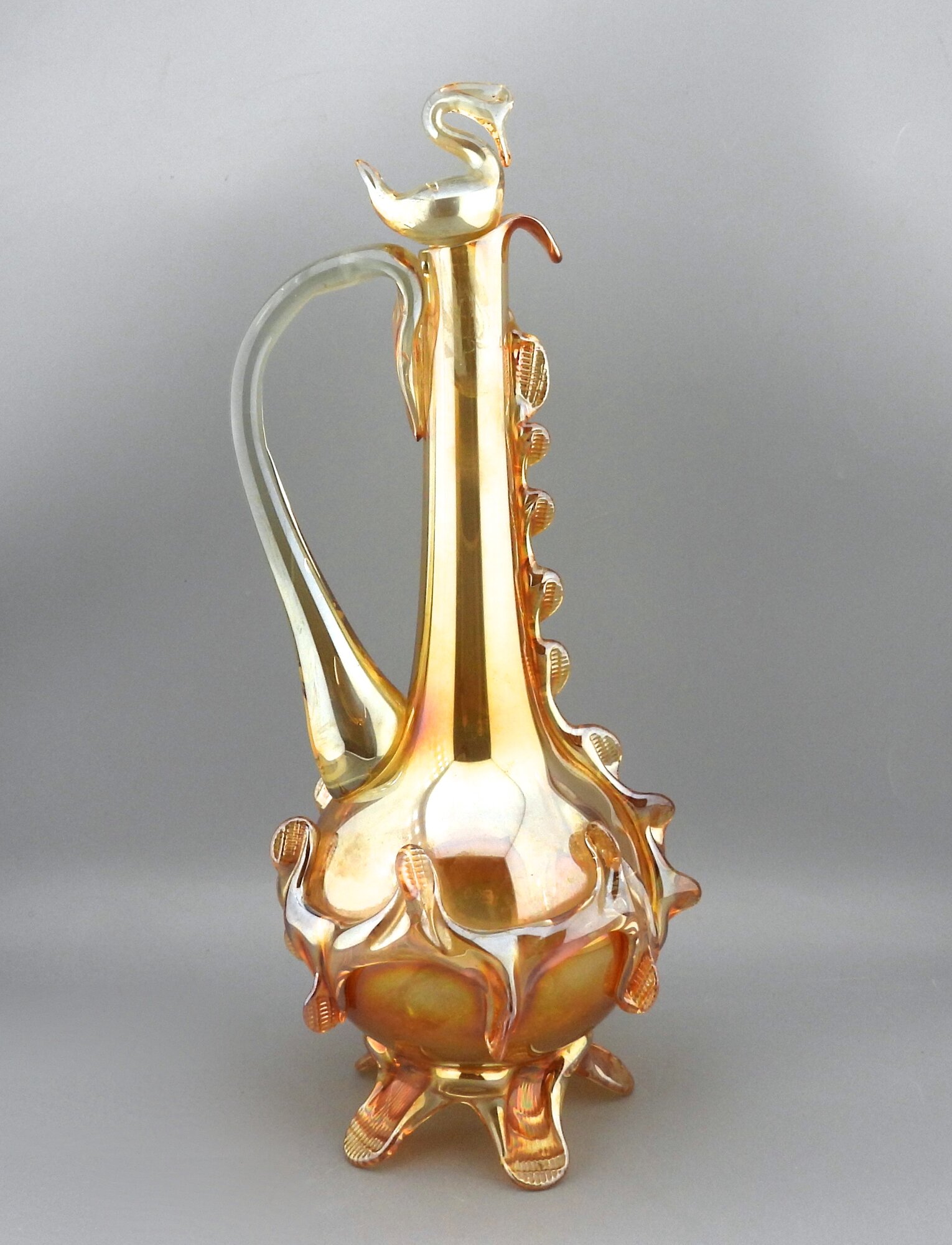 Кувшин лебедь стекло ручная работа СССР 1970-е гг