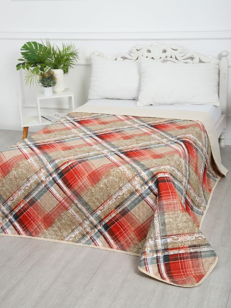 Покрывало 2-спальное, 175х200 см, "Ультрастеп", (Классик), красный цвет