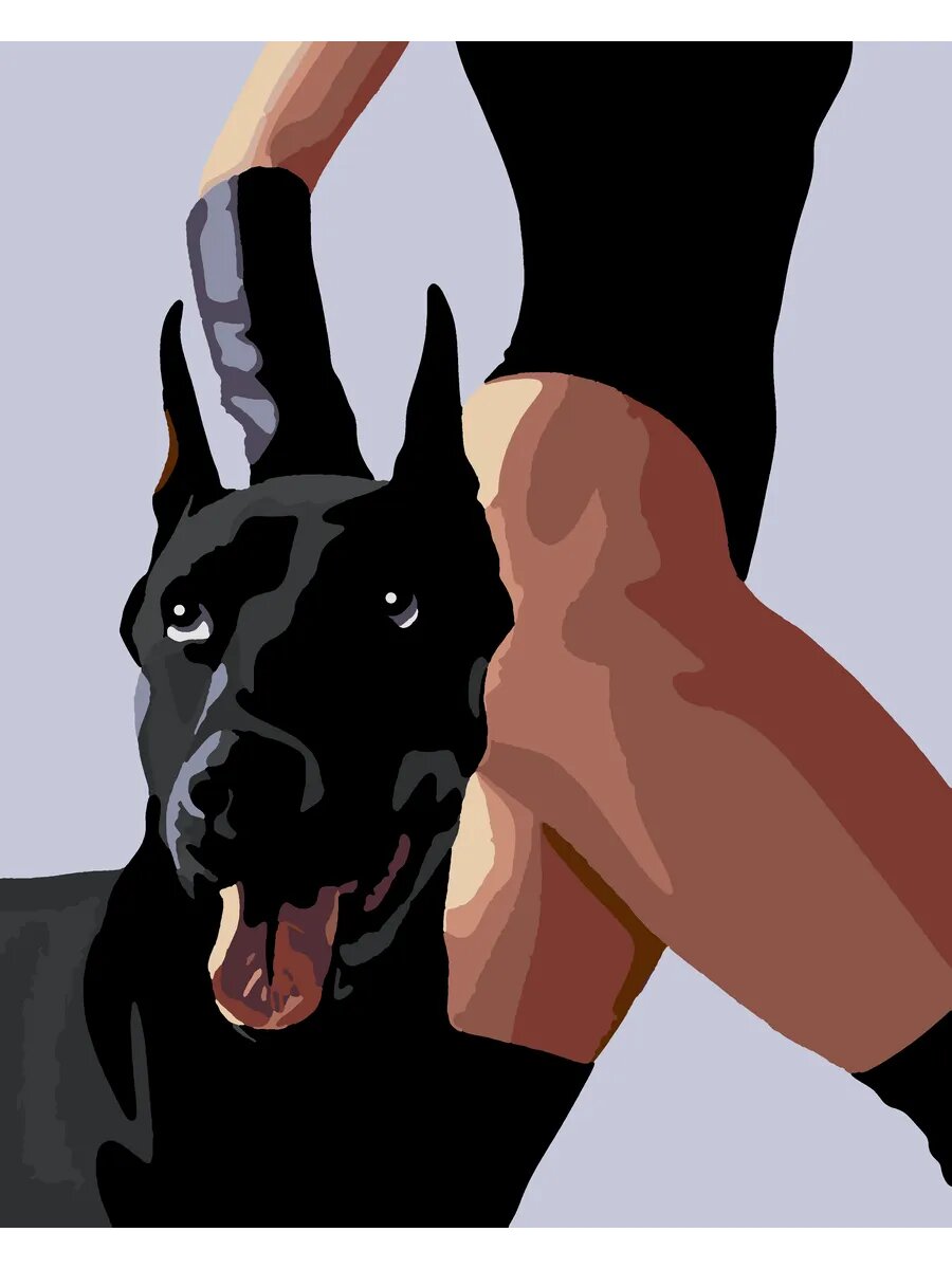 Картина по номерам Девушка и доберман 40х50 см, холст на подрамнике