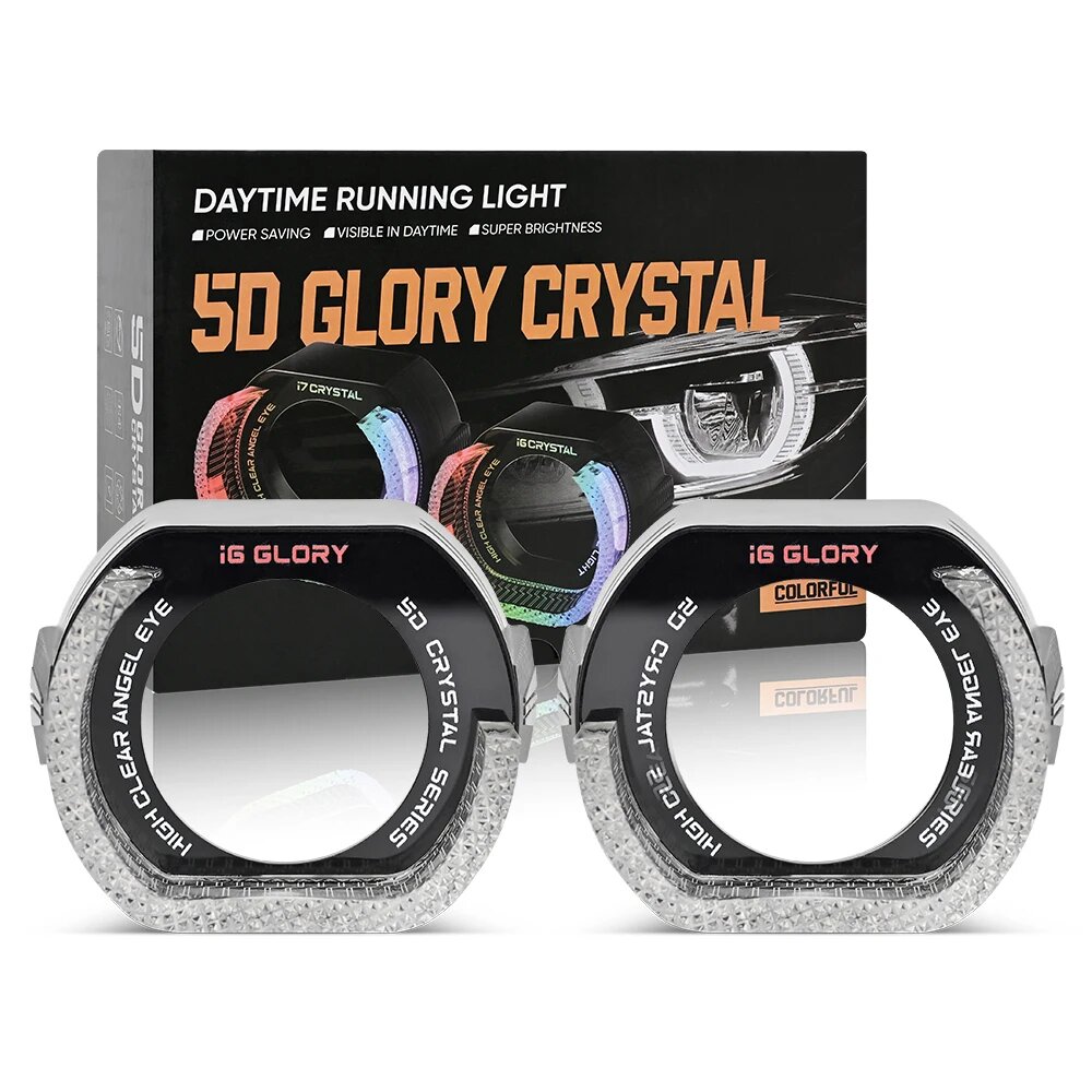 2 шт. 3-дюймовый светодиодный кожух с ангельскими глазами, маска 5D Crystal DRL Light для 3-дюймового BI светодиодного объектива, модуль проектора, модернизация автомобиля, мотоцикла, сделай сам white light, 3inch