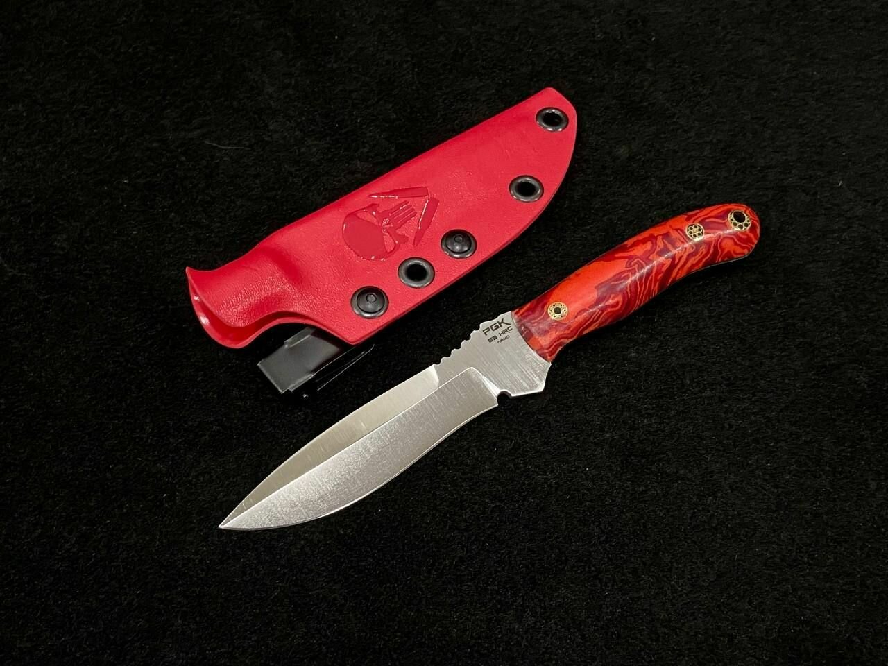 Нож "Эребус", туристический, высококачественная сталь, рукоять микарта, красный, 100г