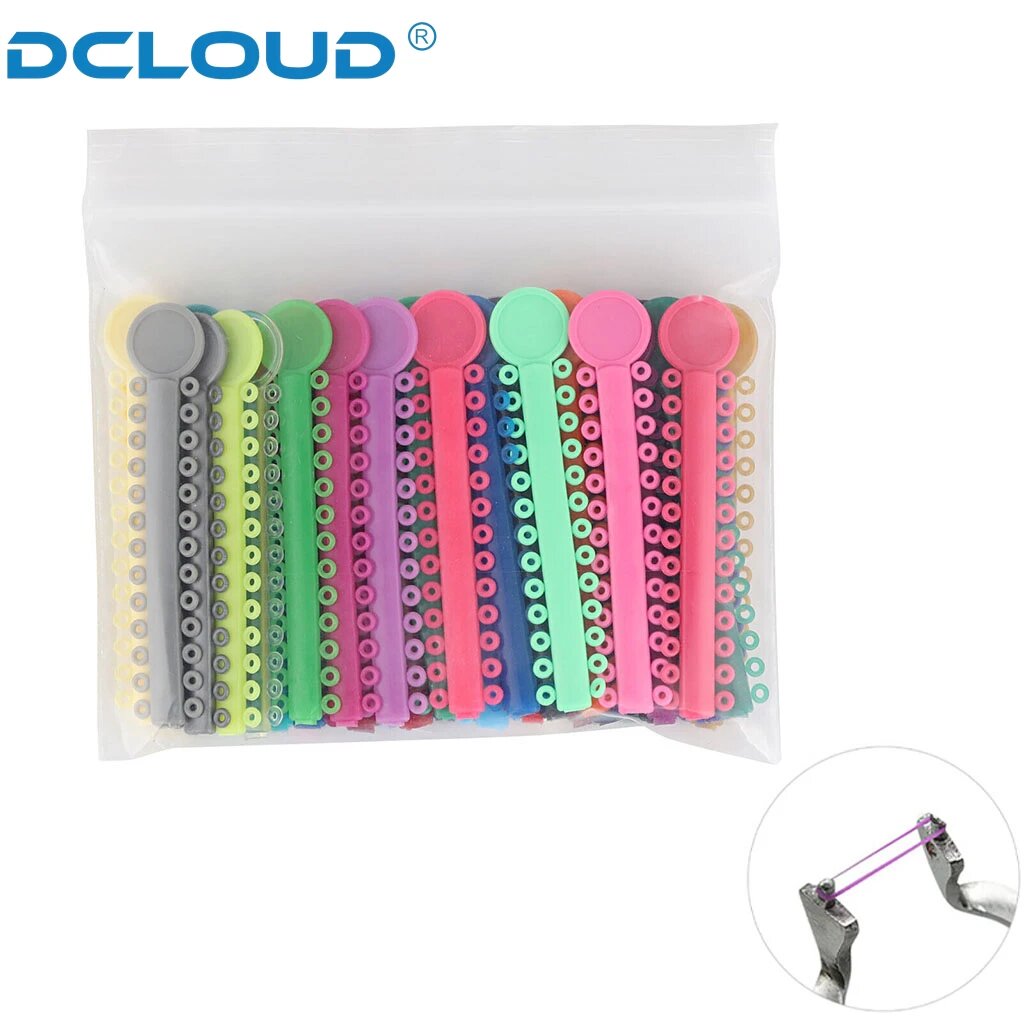 DCLOUD Лигатурные резинки для брекетов 1040 шт. Mixed