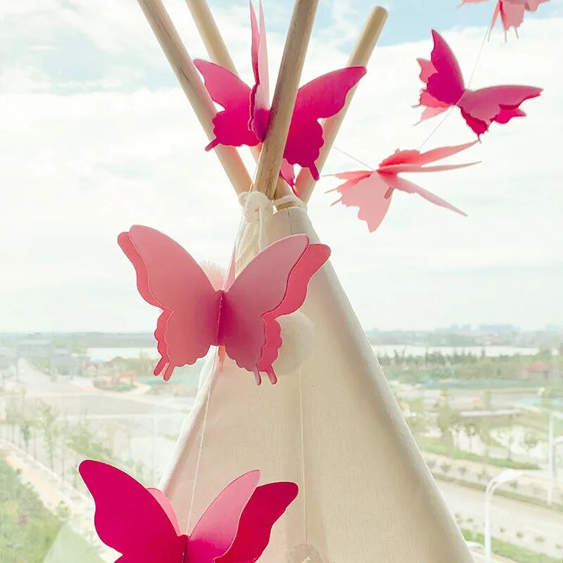 Бумажная гирлянда бабочек 2 метра Розовый, A