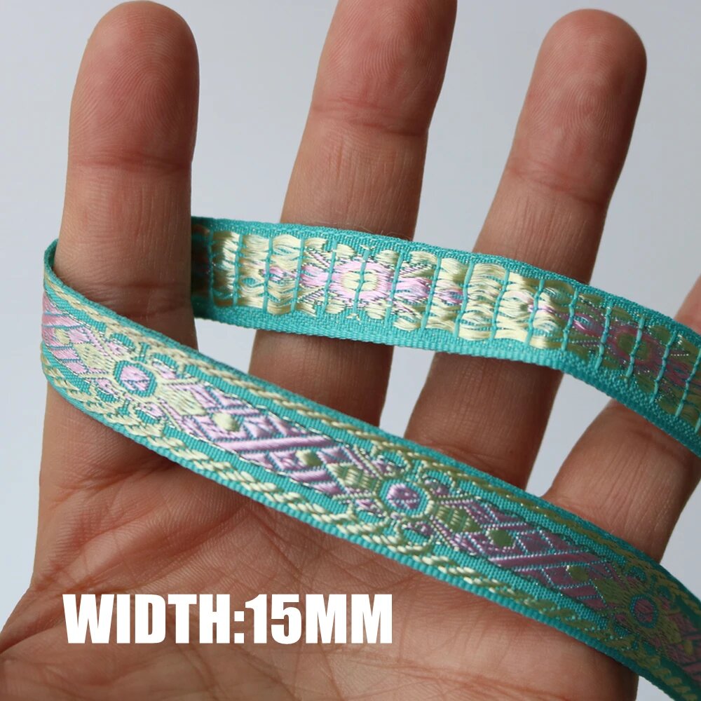 Ленты для рукоделия Zerzeemooy полушелковые 5 ярдов 6-20 мм Бирюзовый, 49