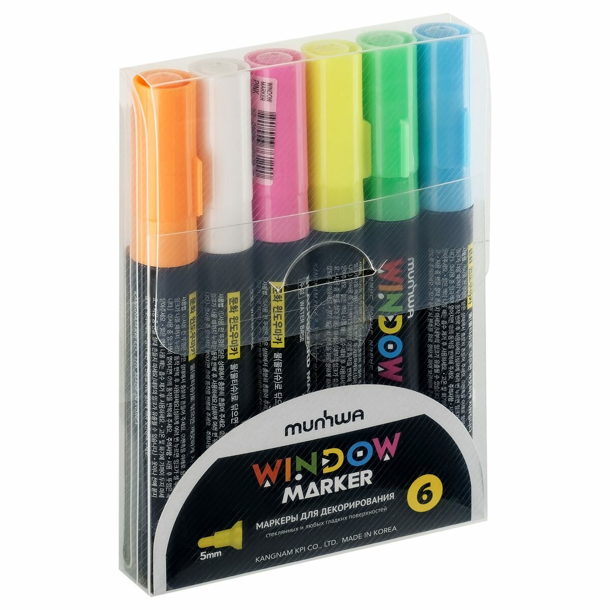 Набор маркеров меловых MunHwa Window (6 цветов) 6шт. (WM-6)