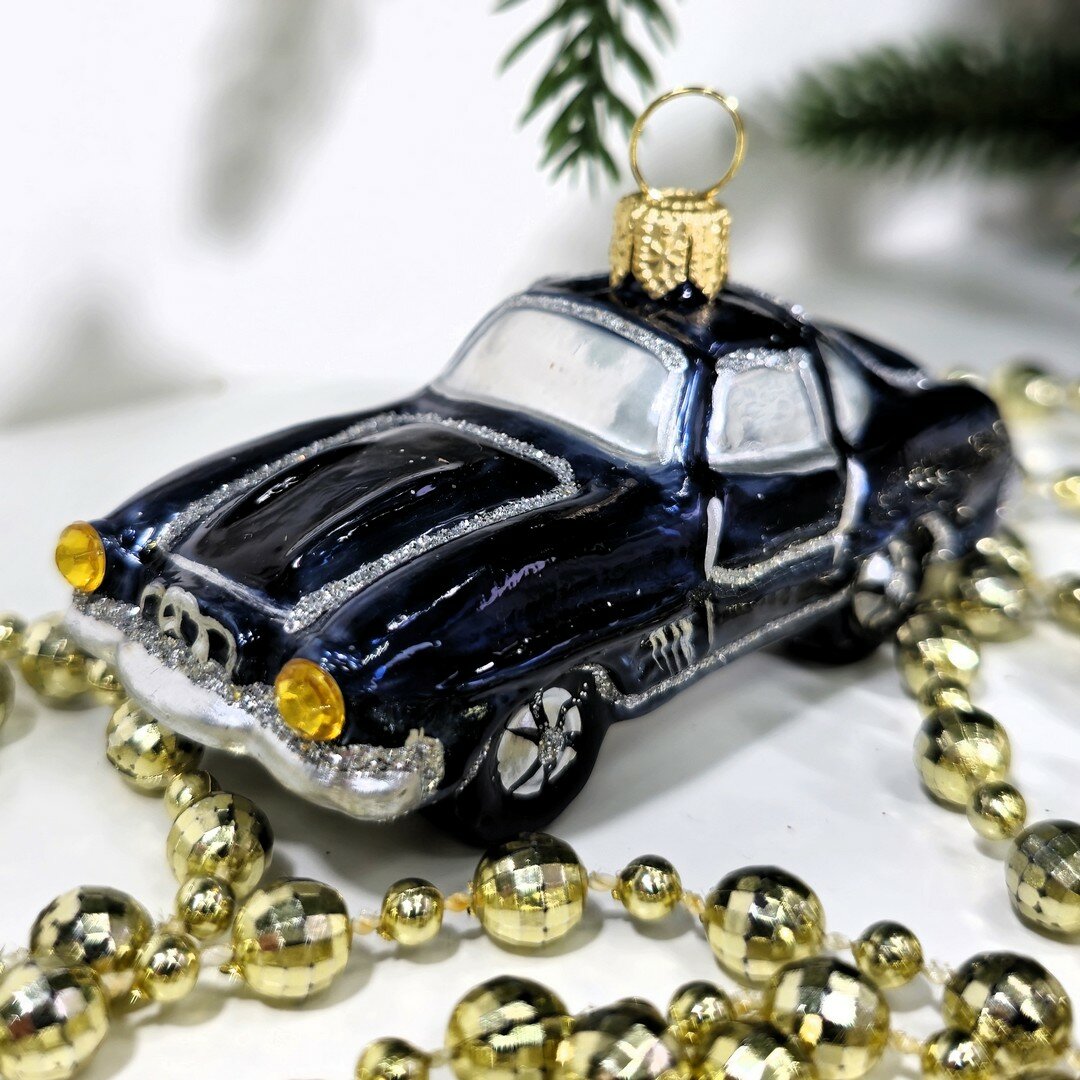 Irena-Co стеклянная елочная игрушка Машинка (4х8,5х4см)