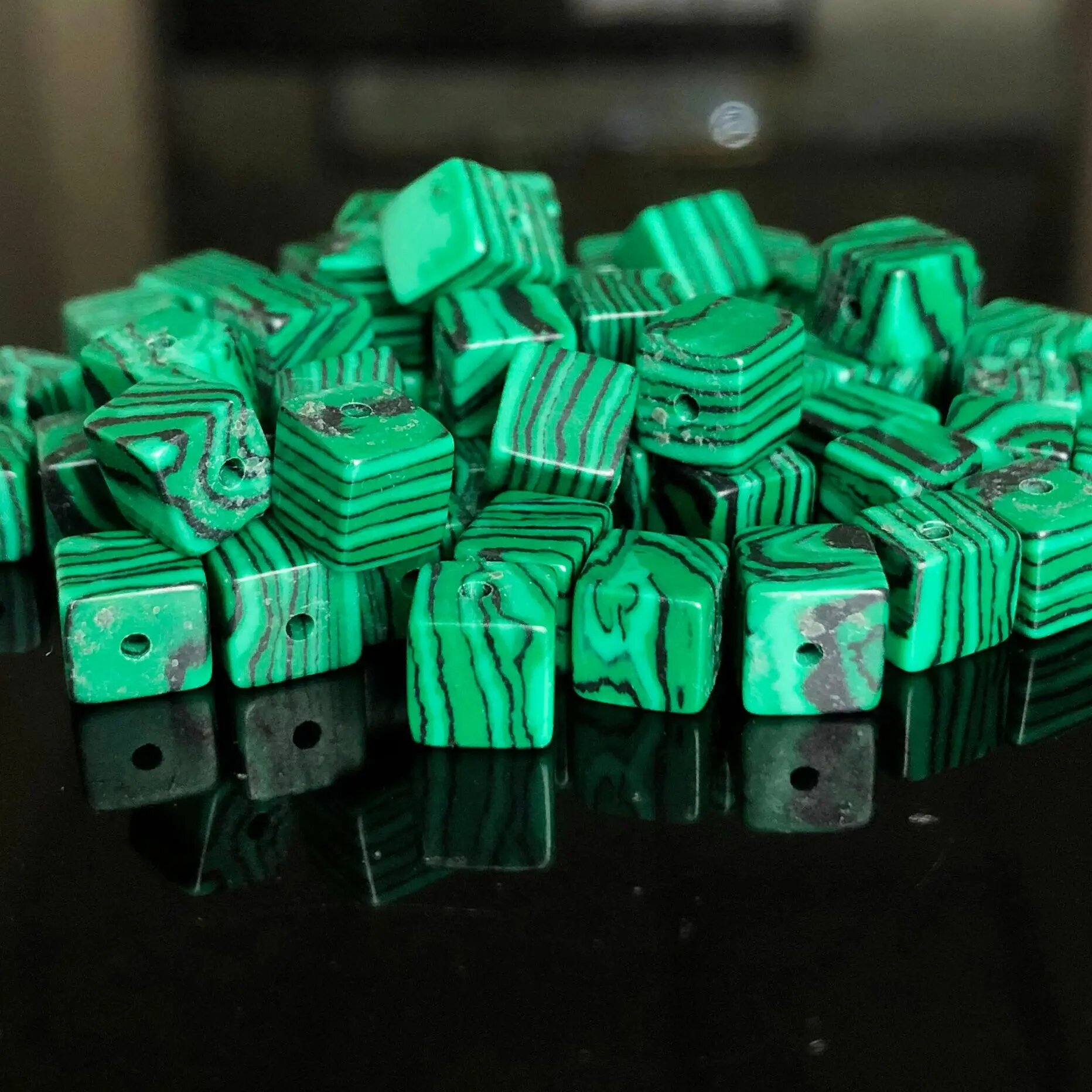 LNMBII Кубические бусины из натурального камня 4/6/8 мм Изумрудный, 8mm about 46pcs, Malachite