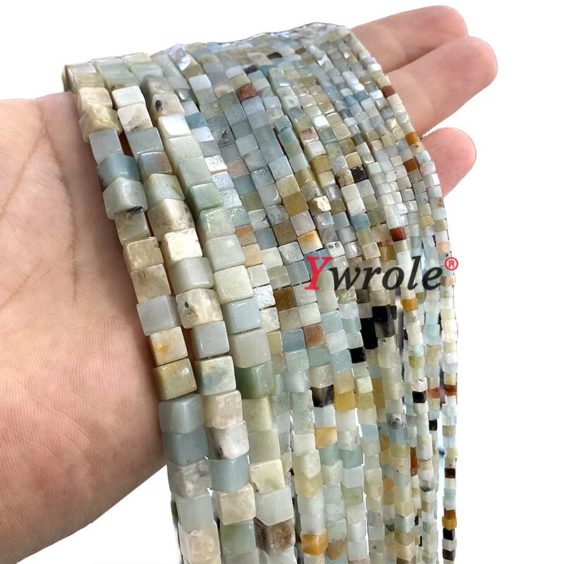 Натуральные каменные кубические бусины YWROLE 2 3 4 мм 8x8mm 44-46pcs, mix amazonite