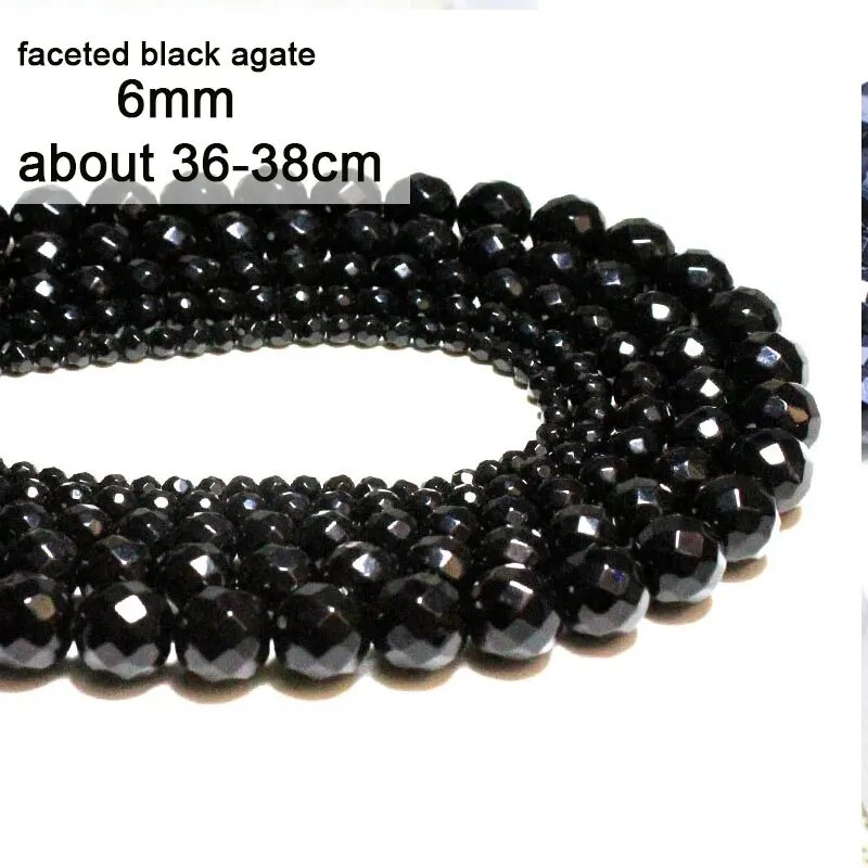 Натуральные бусины LUOMAN XIARI: черный камень, агат, оникс, турмалин, разные 6mm faceted agate