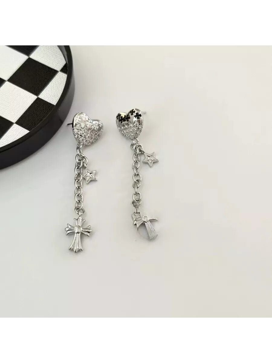 Серьги пусеты, фианит