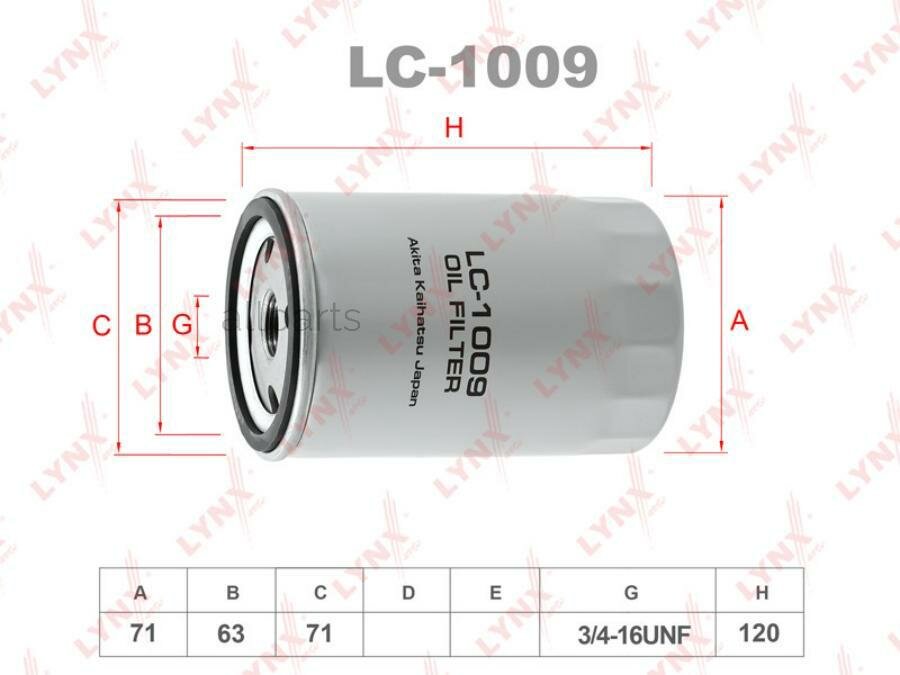 LYNXAUTO LC1009 Фильтр масляный HCV