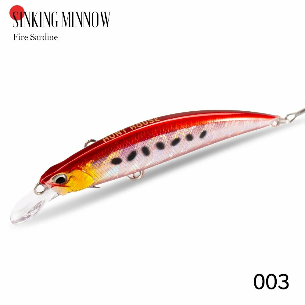 Hunthouse LW433 Ryuki Minnow Воблер 60/7, 80/13, 95/16 г Красный, 60mm 7g, 003